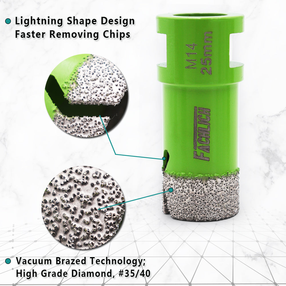 FACHLICH Diamond Core Drill Bit Set M14 Thread for Ceramic Tile Granite ...