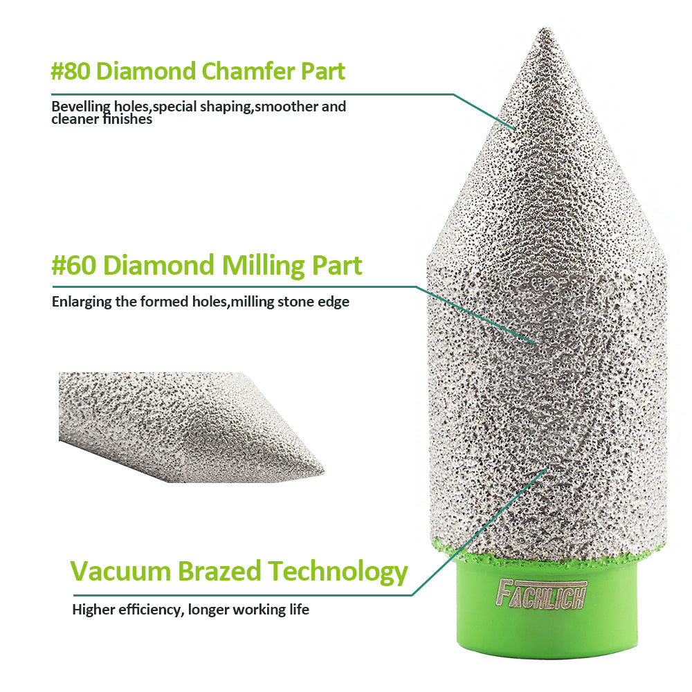 FACHLICH 1pc Dia20/25/35/50mm Diamond Milling Finger Bits Chamfer Taper ...